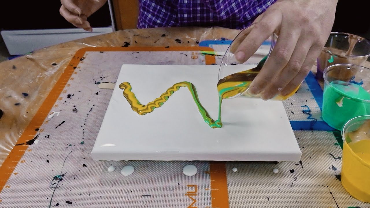 Ribbons of Green | Acrylic Pour Painting | Abstract Art | Ribbon Pour ...