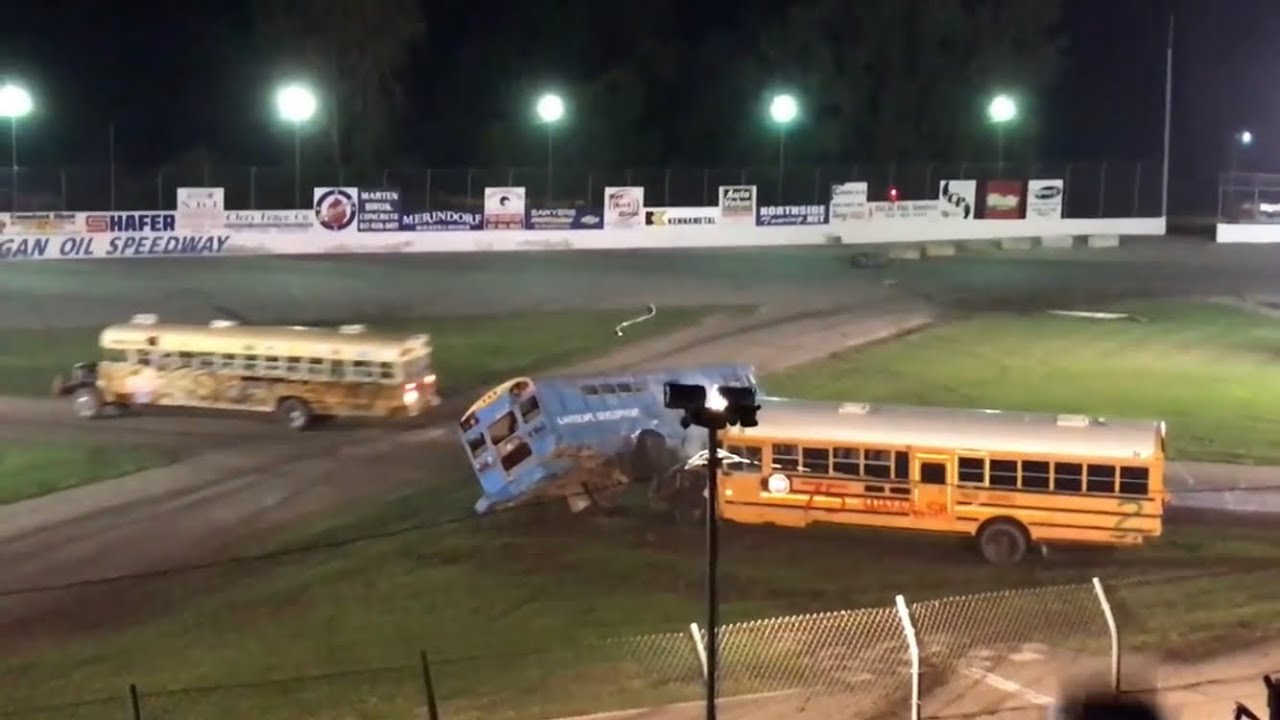 School Bus Figure 8 Racing Corrigan Oil Speedway 2018! - YouTube