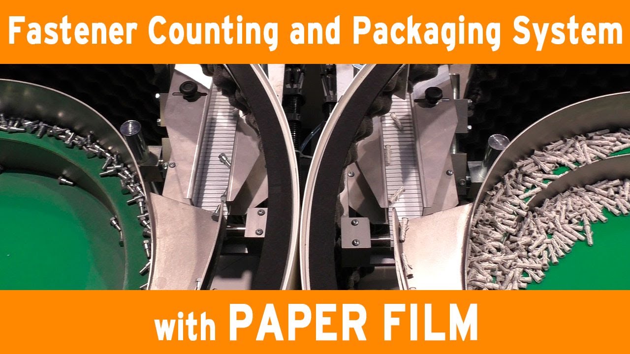 Fastener counting and packaging system with paper film - YouTube