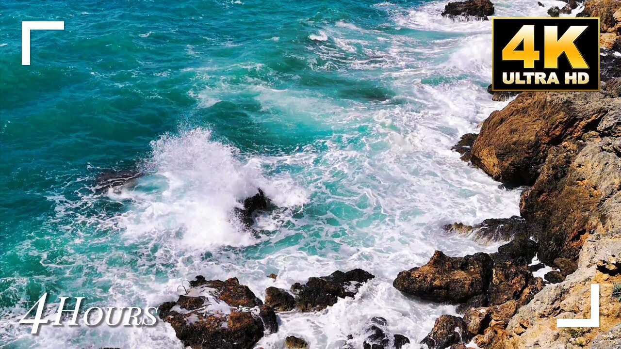 Epic Experience: Mesmerizing 4K Sea Sounds With Waves Crashing on Rocky ...