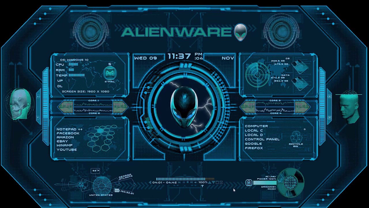 Rainemeter Skin Alien_Blue-Its_Alive - YouTube