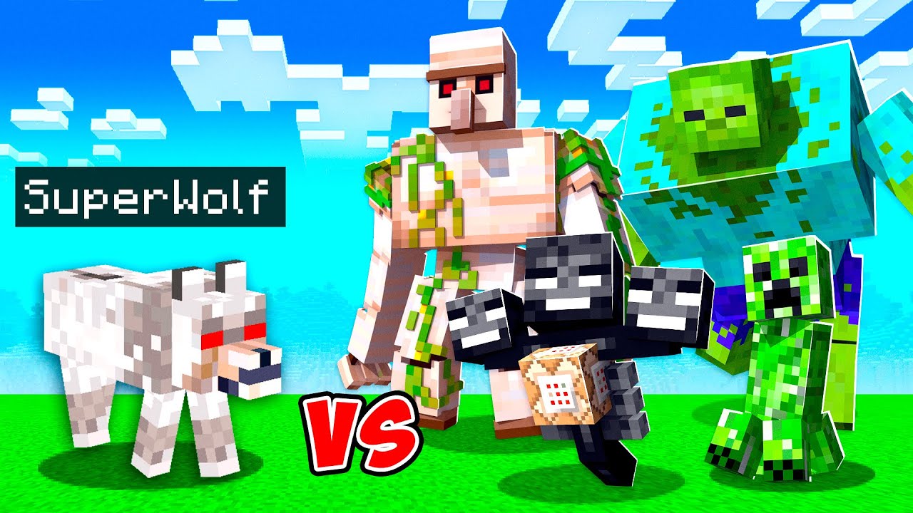 SUPER WOLF Vs All CUSTOM Mob BOSSES In Minecraft - YouTube