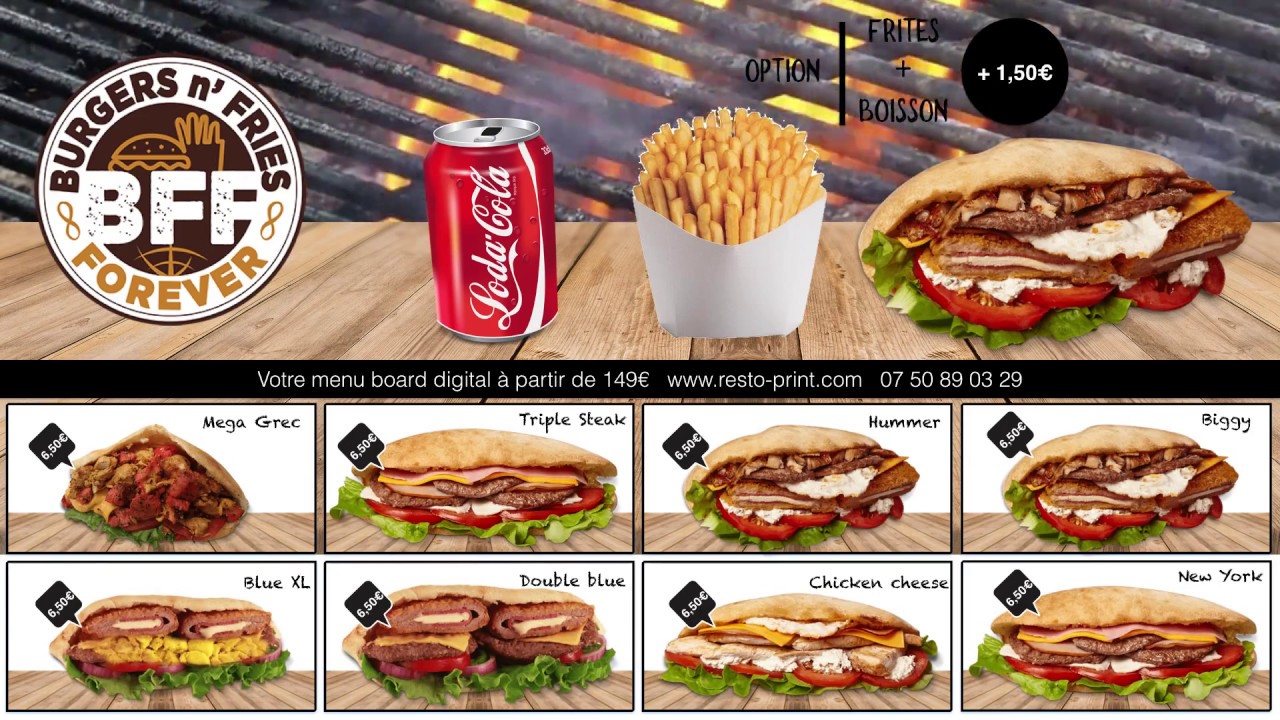 Menuboard digital Fastfood - YouTube