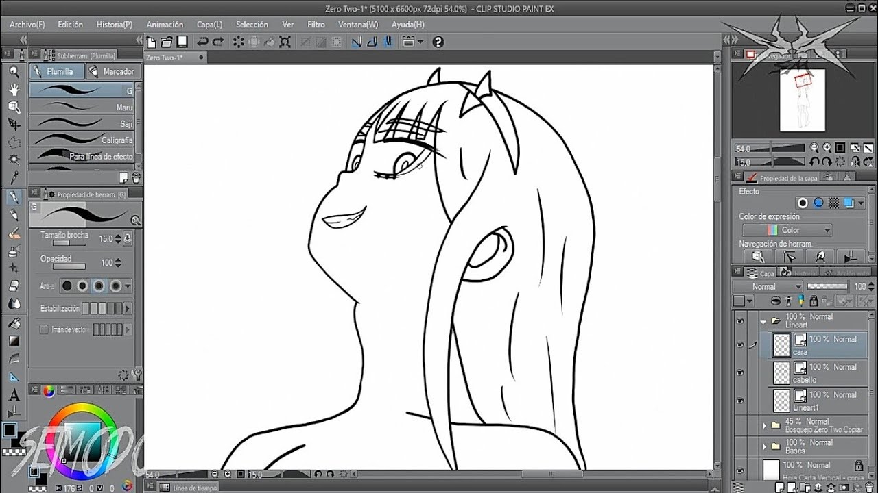 Zero Two Speed Line Art | Tutorial | Darling in the Franxx [Clip Studio ...