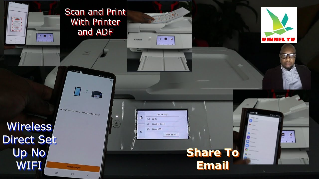 How to Set Up Canon TS9551C To Wireless Direct No WIFI, Scan & Print ...