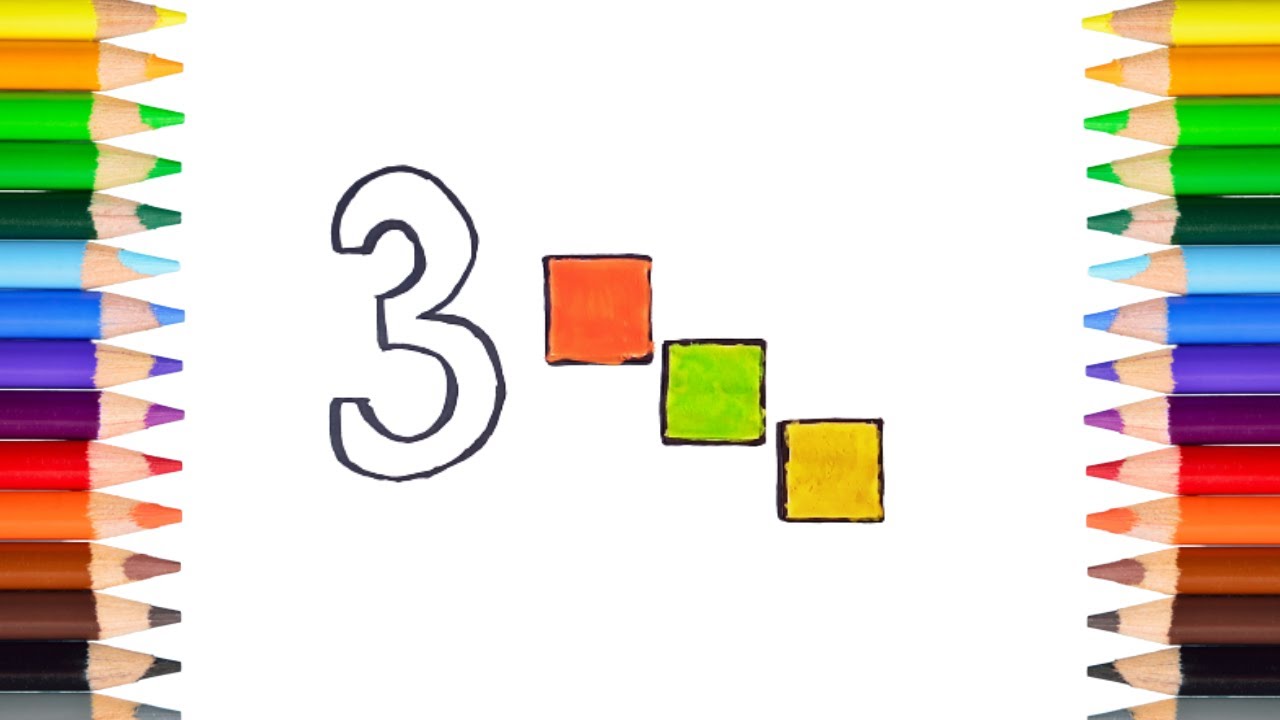 Number 3 Writing | how to write number 3 | Painting and Coloring - YouTube