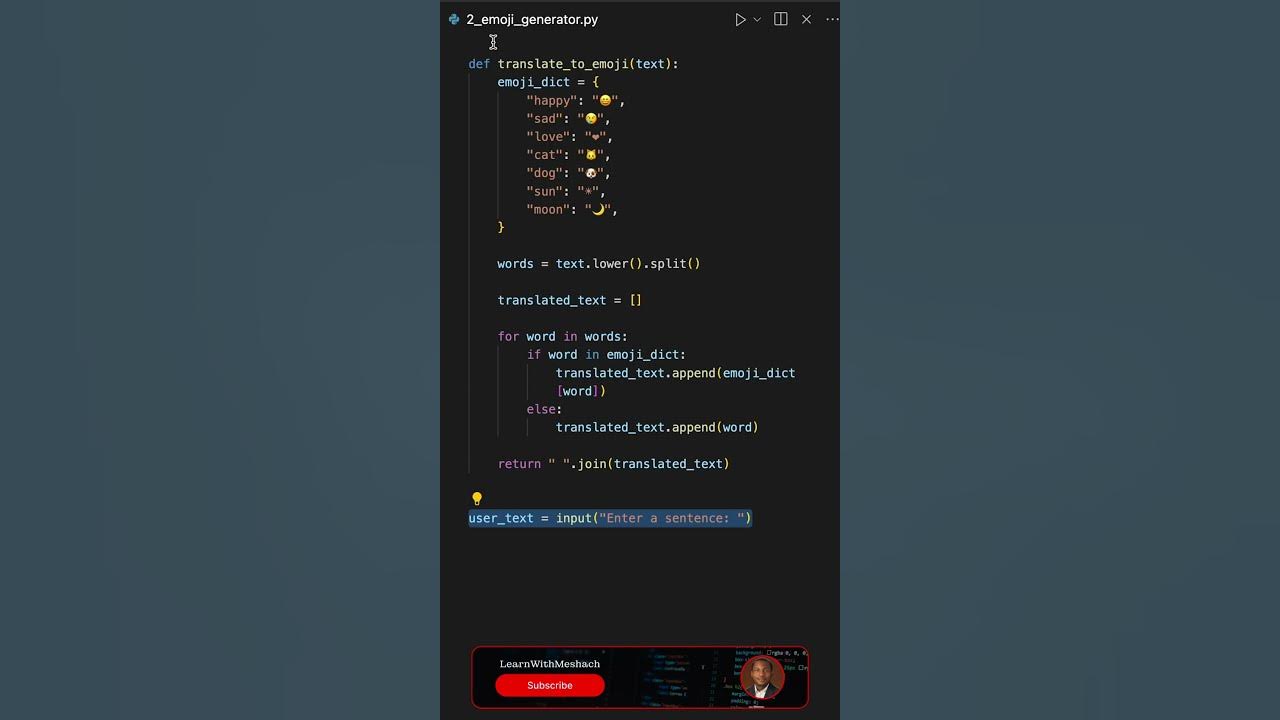 Text To Emoji Translator Pythontutorials Python Pythonbeginner Pythonprojects