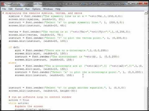 Python-Pygame Lesson Quadratic (part 9) Solver and Grapher - YouTube