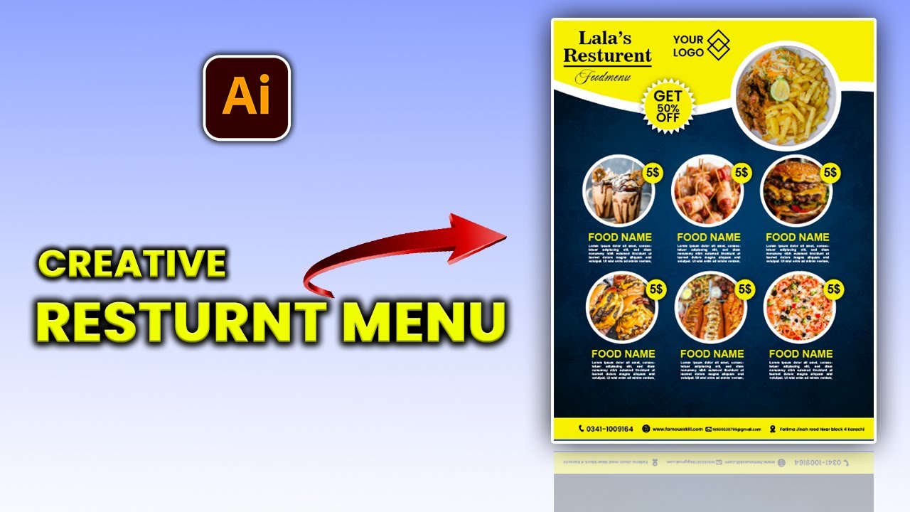 How to Design a Food Menu in Adobe Illustrator | Step-by-Step Tutorial ...