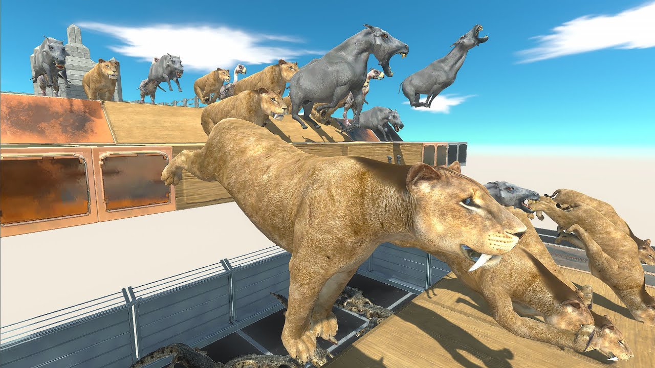 Prehistoric animals running through obstacles! Who can survive ...
