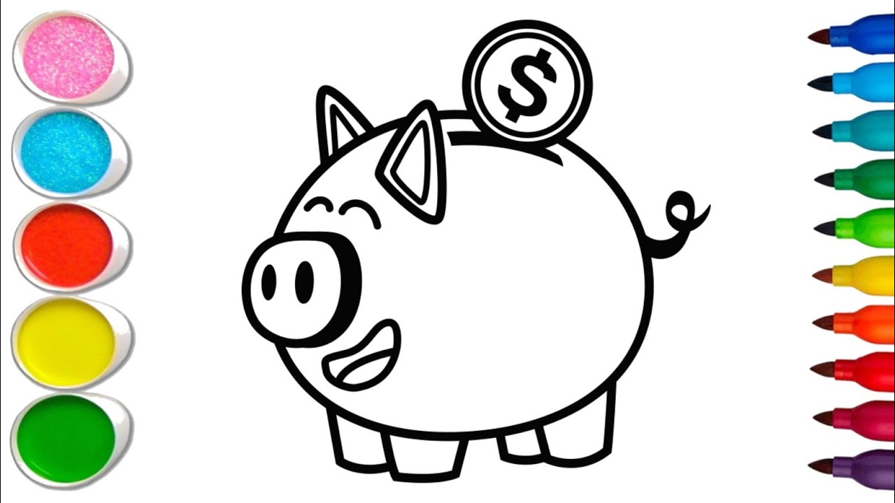 How to Draw a Piggy Bank | Drawing, Painting, Coloring - YouTube