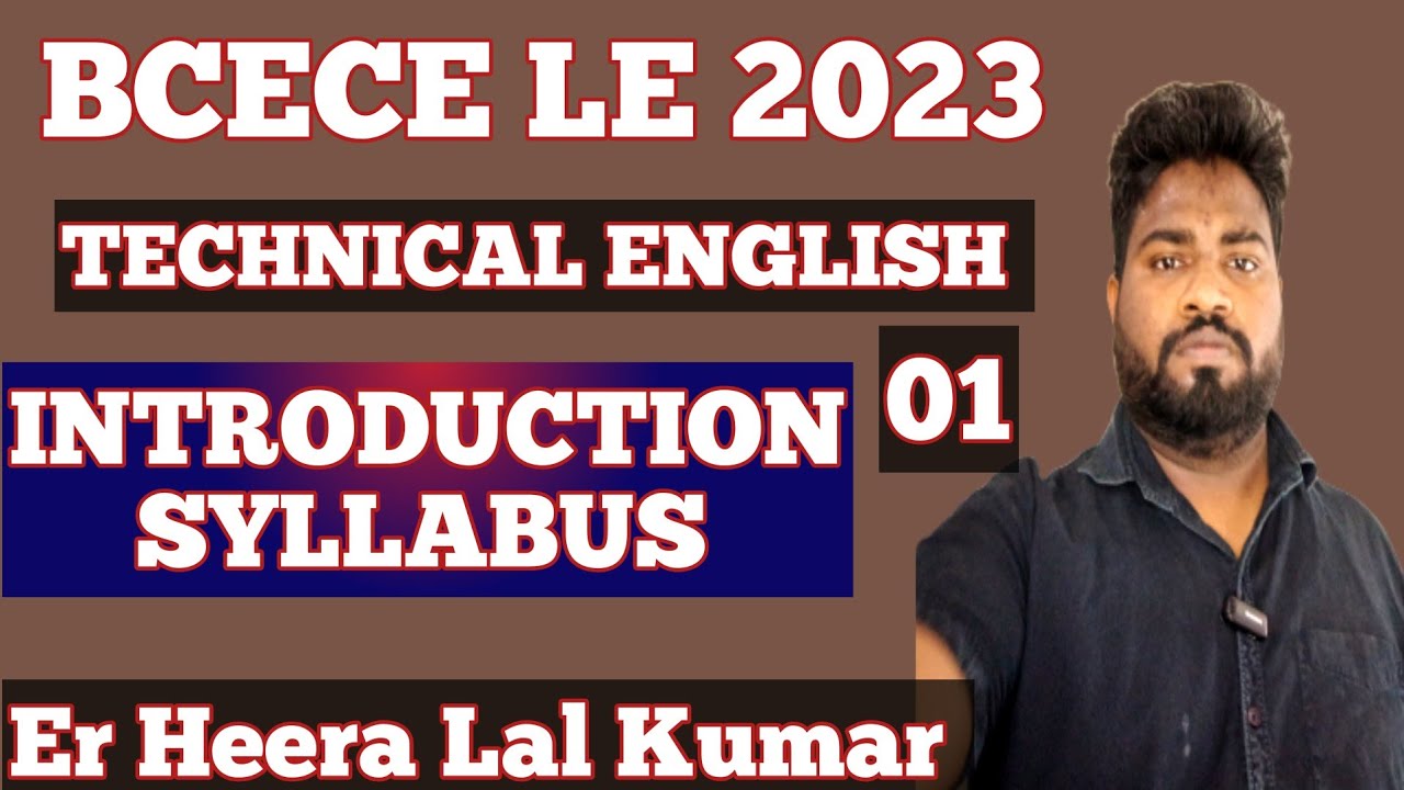 Bcece le 2023 ।।Technical English।। syllabus discussion।।part -01।।By ...