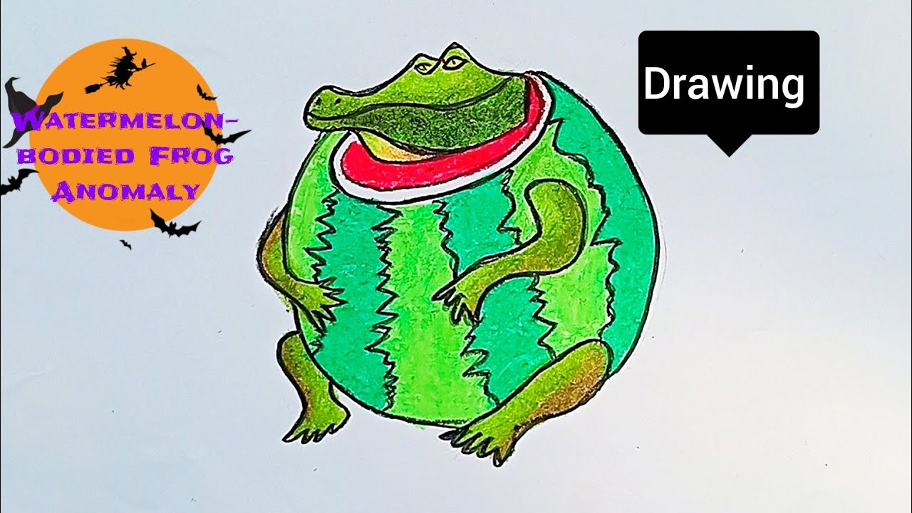How to draw Frog and Watermelon Anomaly. Watermelon-bodied frog. - YouTube