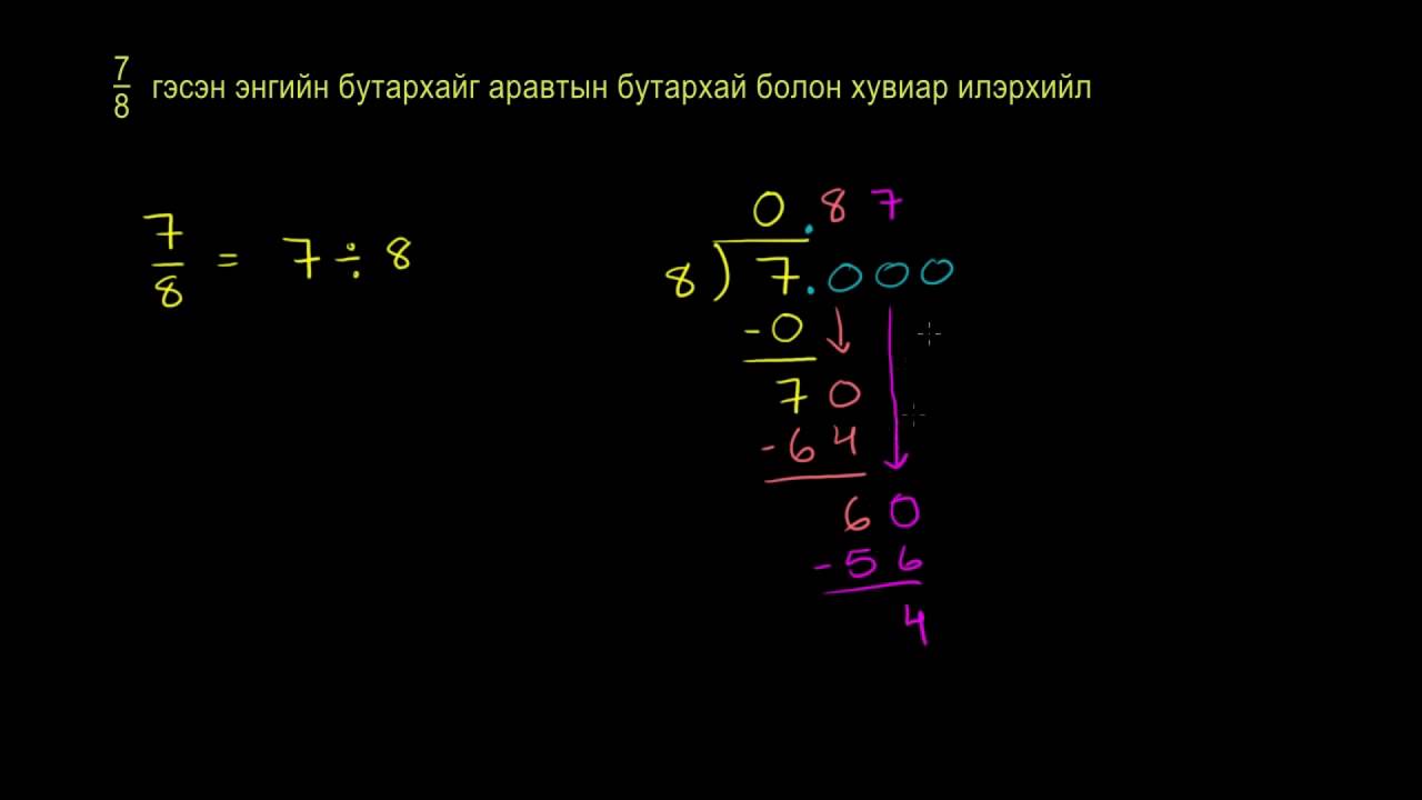 Тоог аравтын бутархай хувь энгийн бутархайгаар илэрхийлэх Youtube