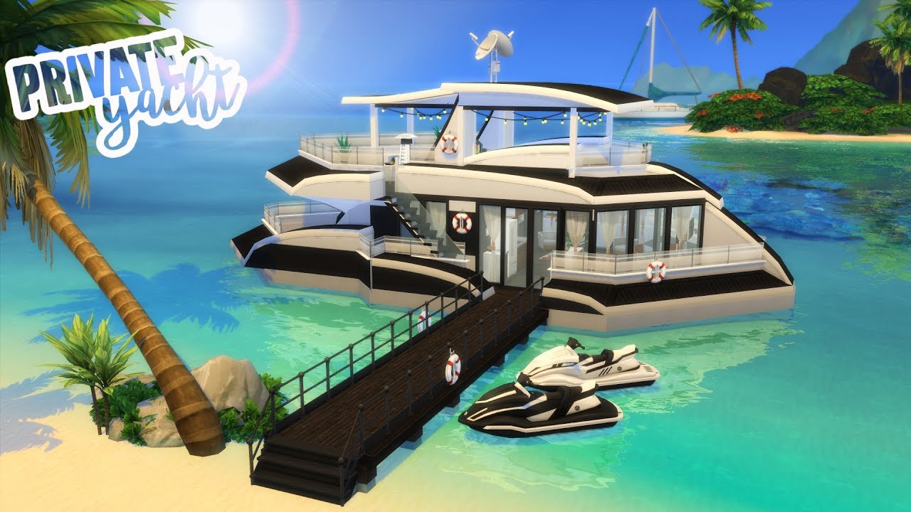 PRIVATE YACHT | The Sims 4 Speed Build (Island Living) - YouTube