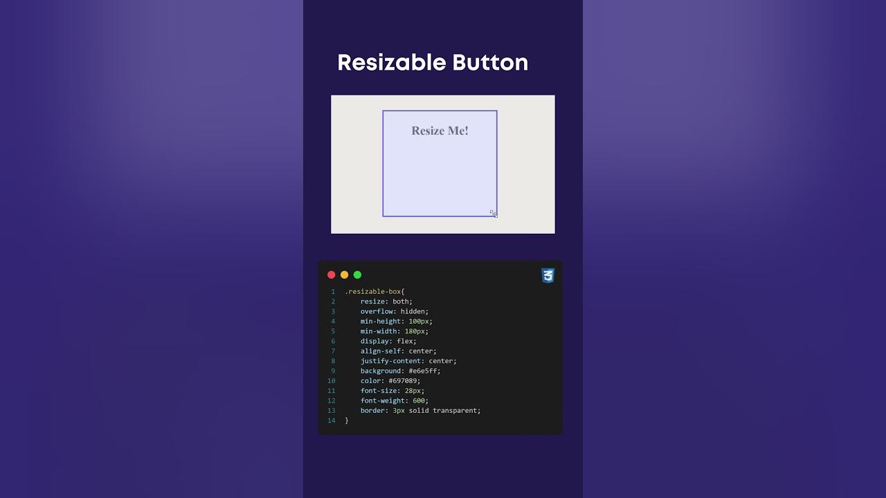 Css Resizable Button Html Css Css Html Tutorials Youtube
