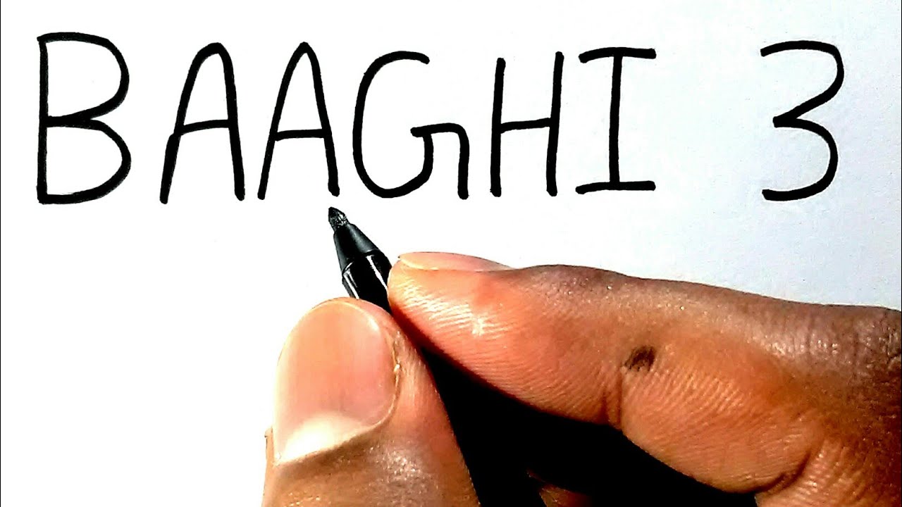 Great,how to turn words BAAGHI 3 into Tiger Shroff drawing - YouTube