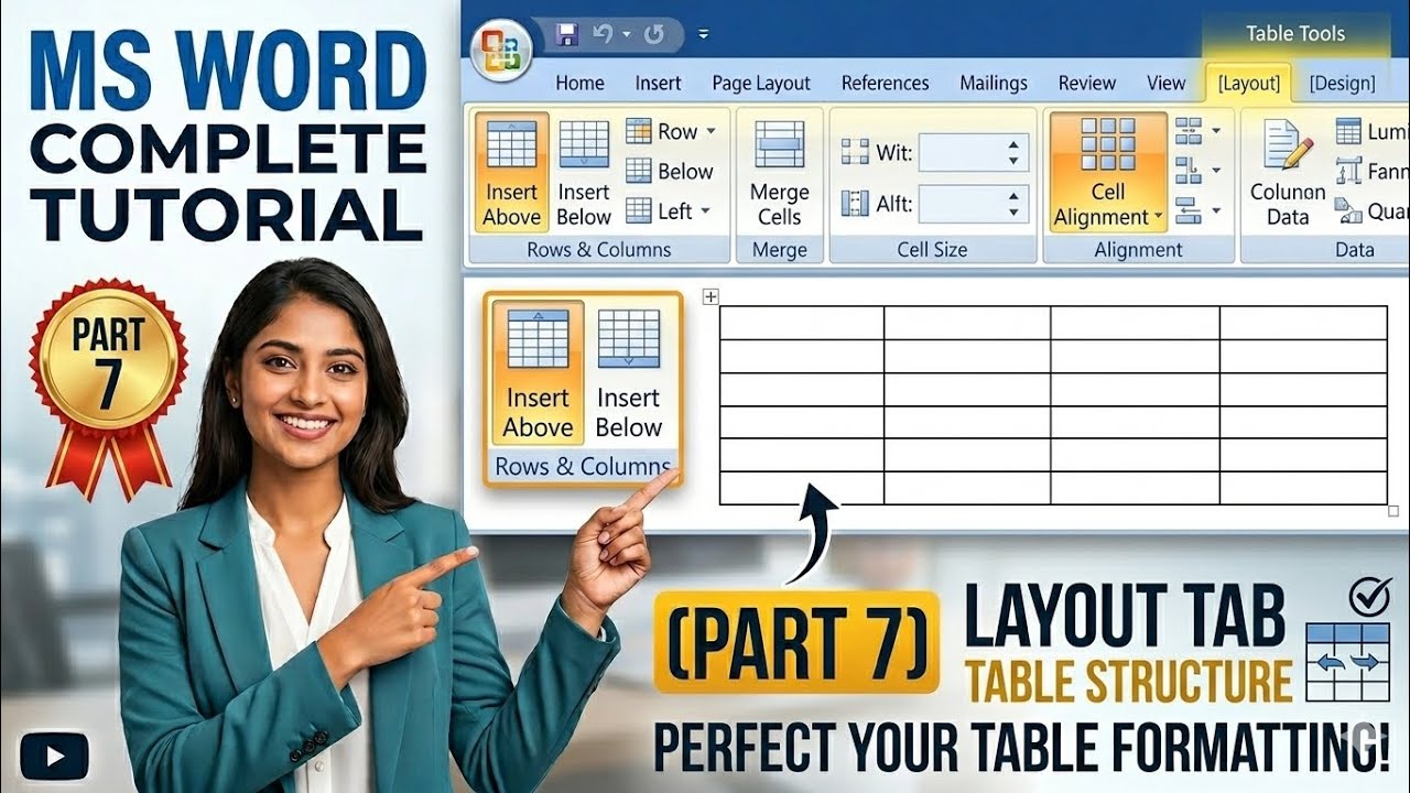 MS Word Complete Tutorial Part 7: Table- Layout Tab #jmb #ms_word # ...