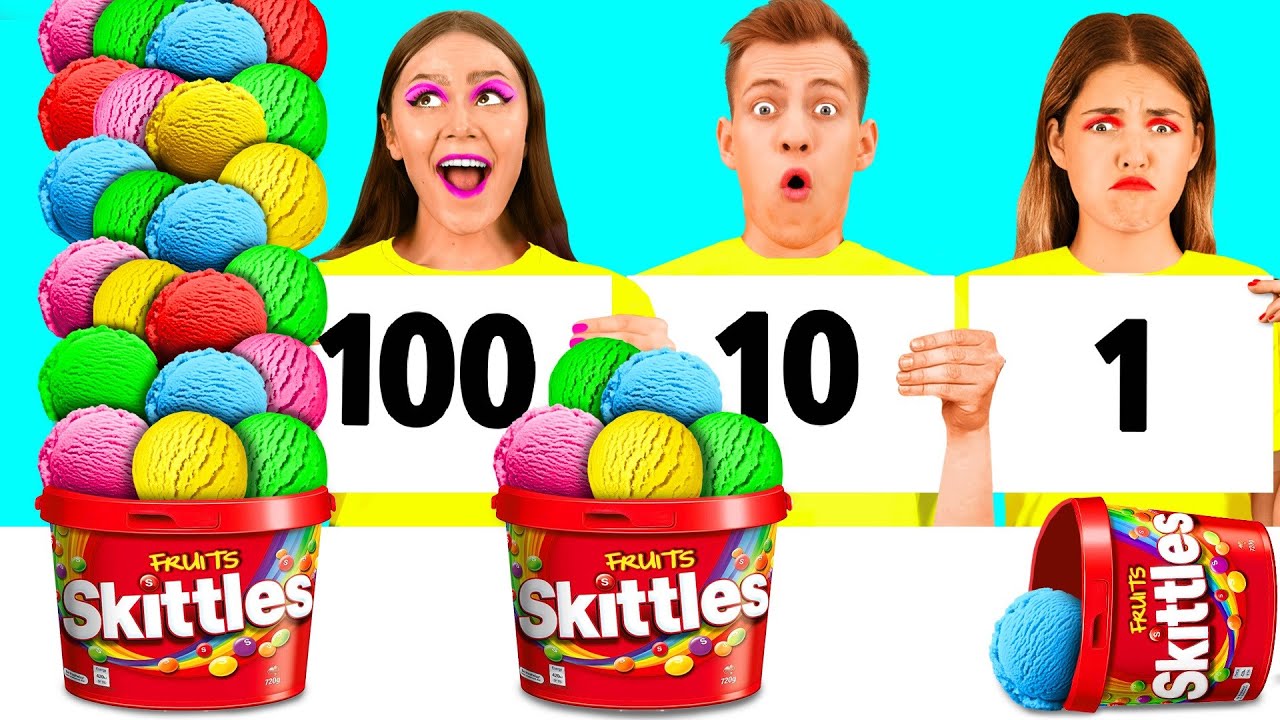 100 खाद्य परतें चुनौती | पागल चुनौती Fun Fun Challenge - YouTube