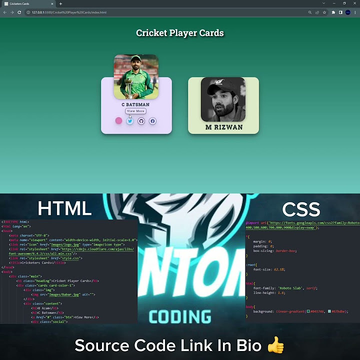 Cricket Players Cards Using HTML & CSS #phantoms #coding #webdeveloper - YouTube