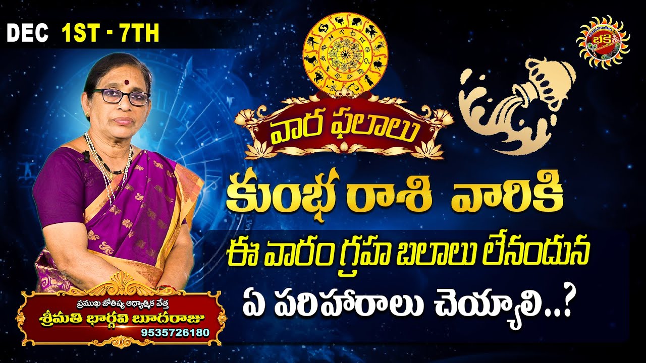 Kumbha Rasi Phalalu | December 1st - 7th 2024 | Astrologer Bhargavi ...