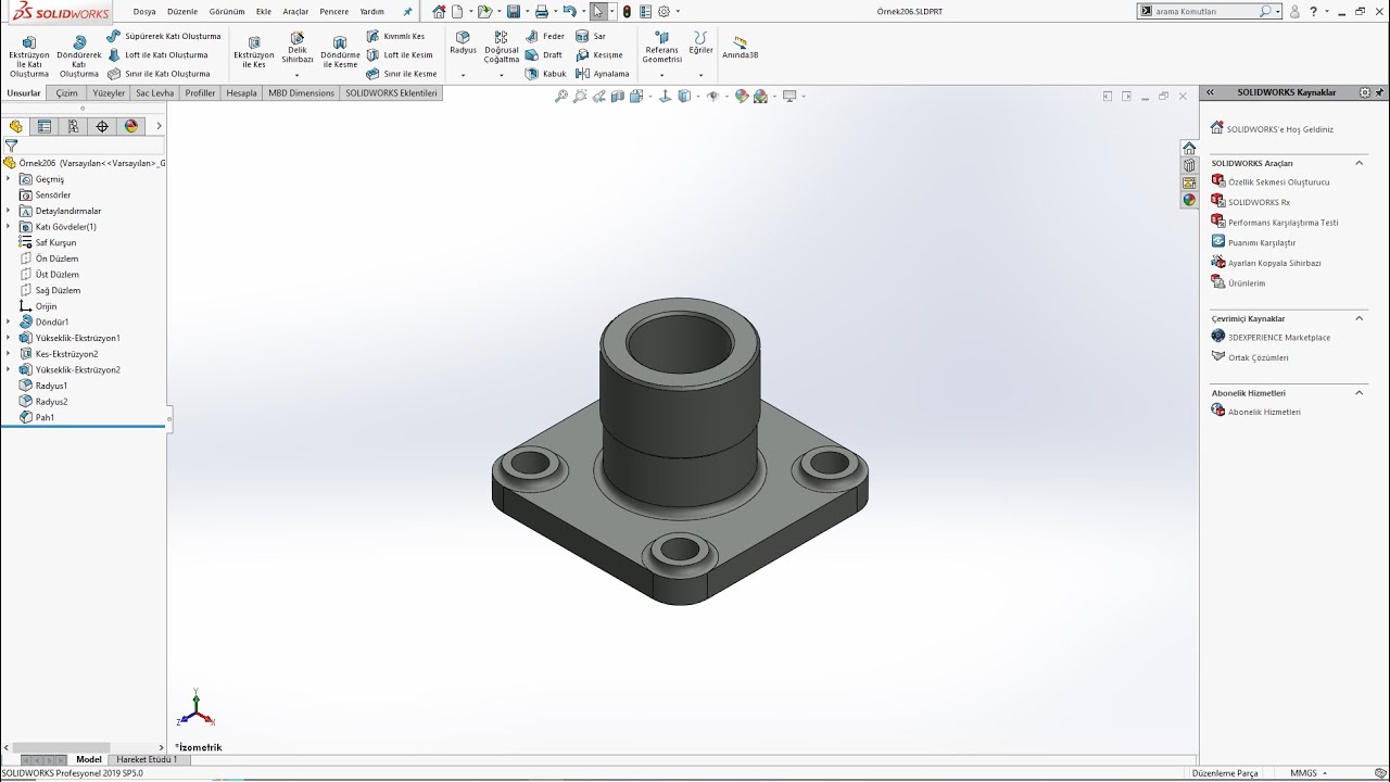 SolidWorks Örnek Çizim #206 (3D solid model example) #solidworks # ...