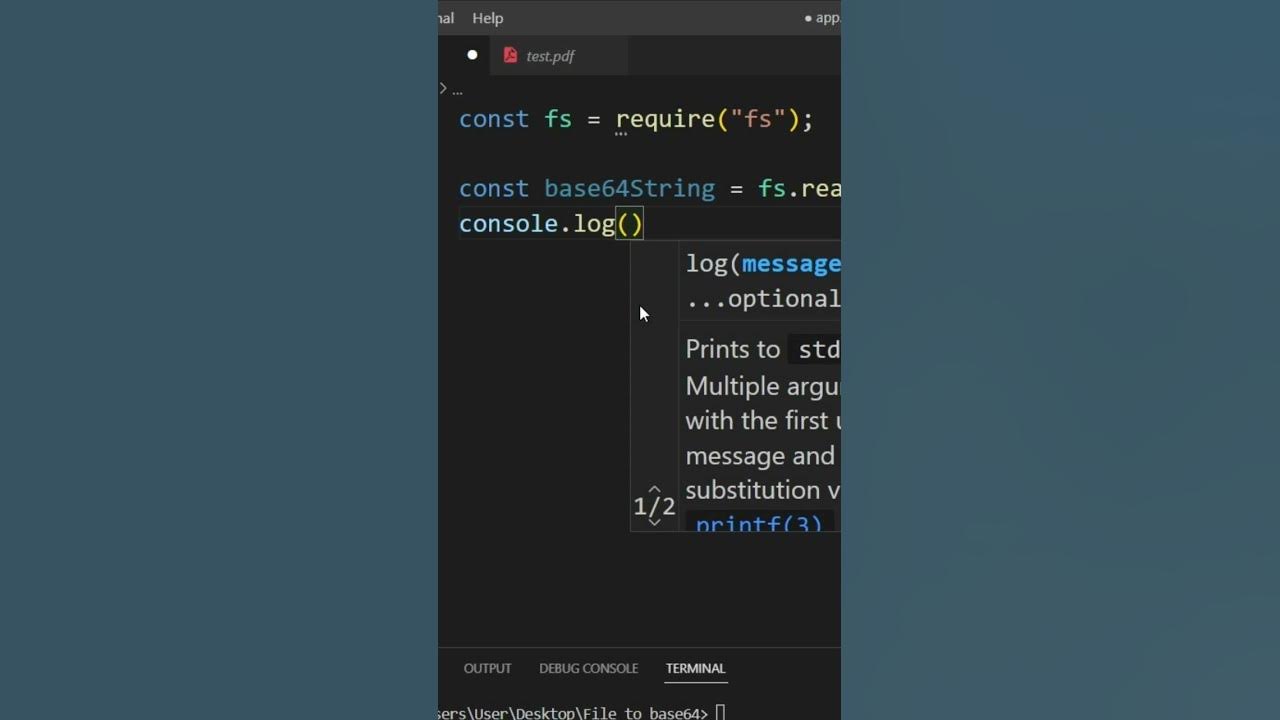 Convert Pdf To Base64 In 1 Line Nodejs Shorts Javascript Nodejs Programming Youtube 2222