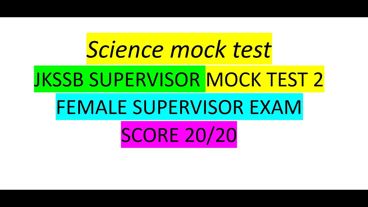 science Mock test JKSSB supervisor Exam | score 20/20| female superviso ...