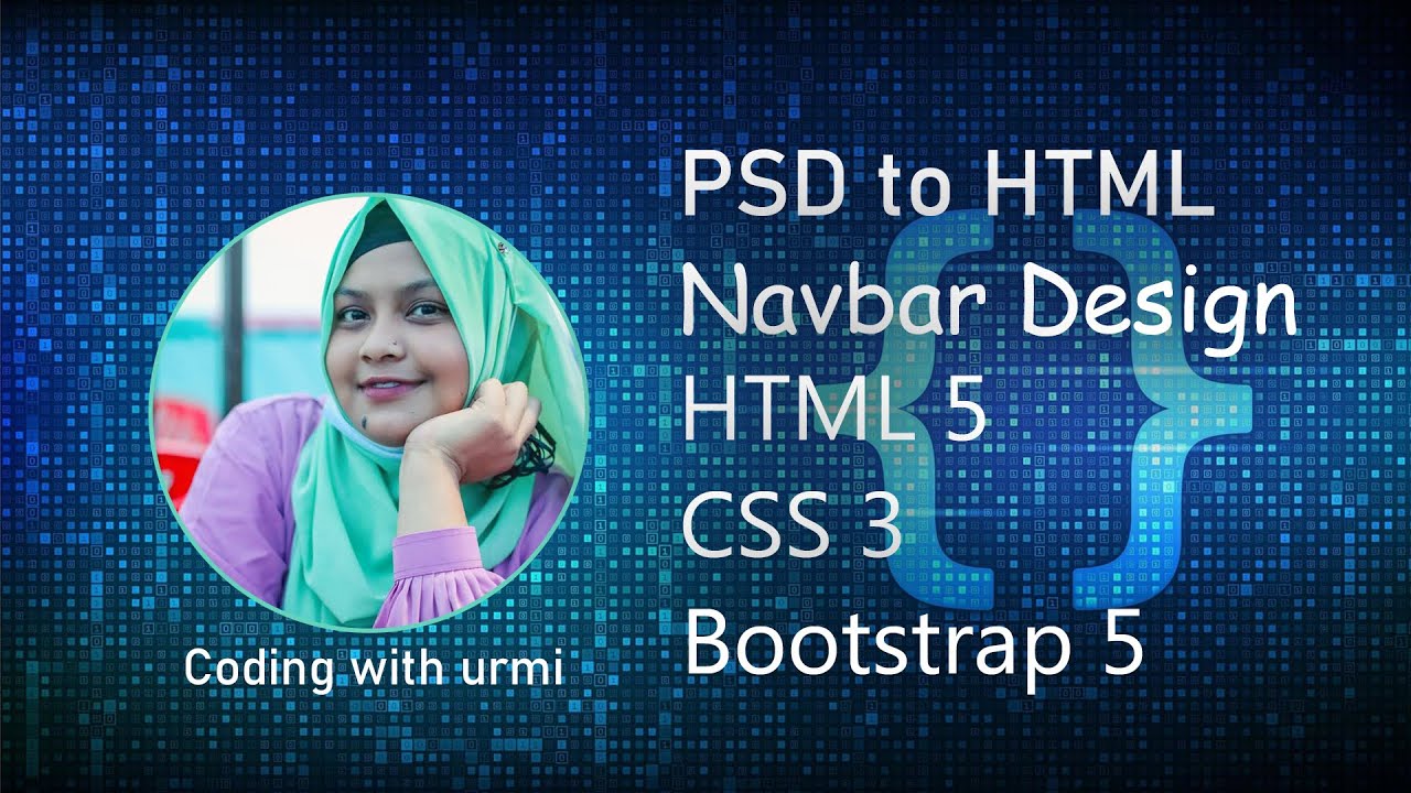Psd To Html Project Navbar Design Html5 Css3 Bootstrap 5 Part 01 Youtube