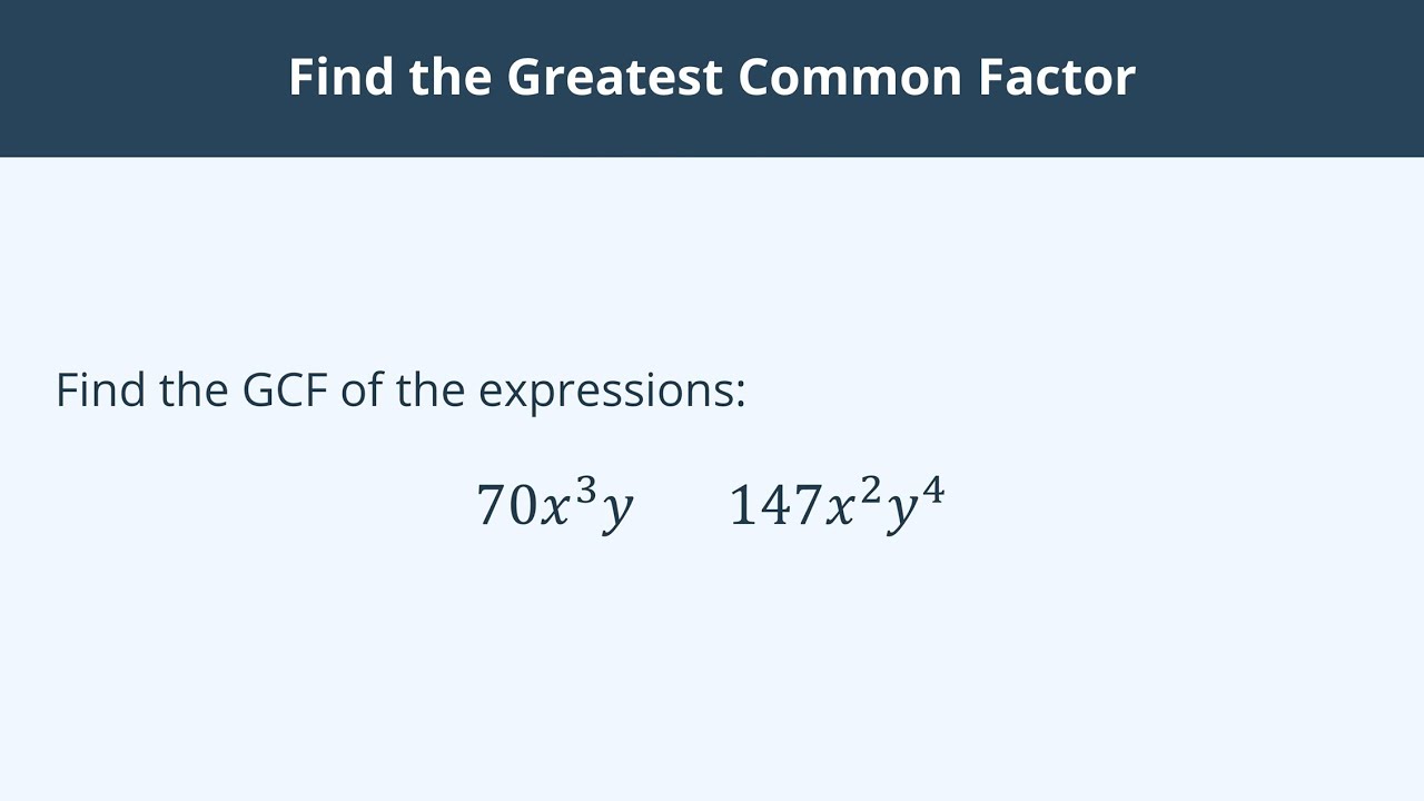 Find The Greatest Common Factor YouTube