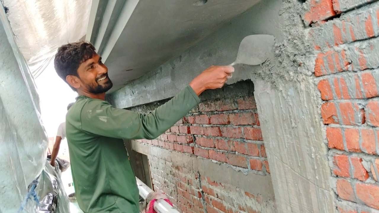 quickly technique of beam plaster_ Concrete Big Beam Plastering - YouTube