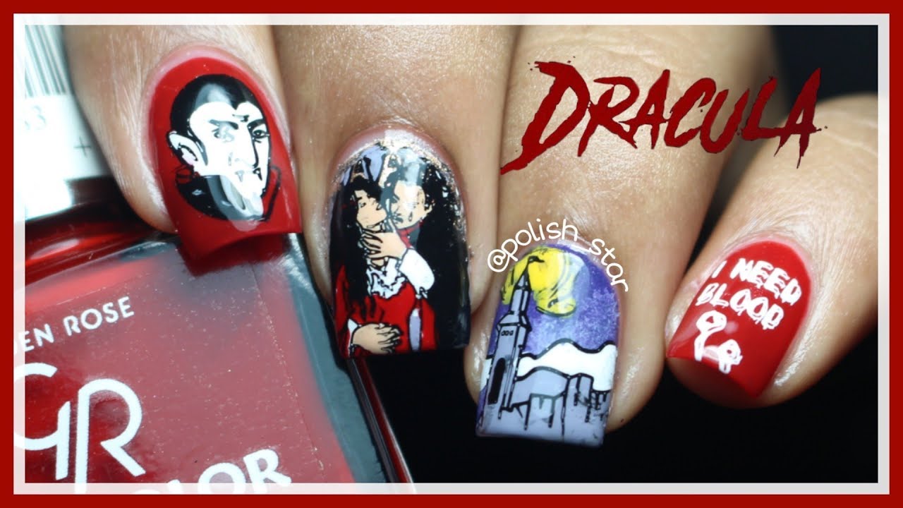 Dracula Nail Art (Halloween Nail Art) | Polish Star - YouTube