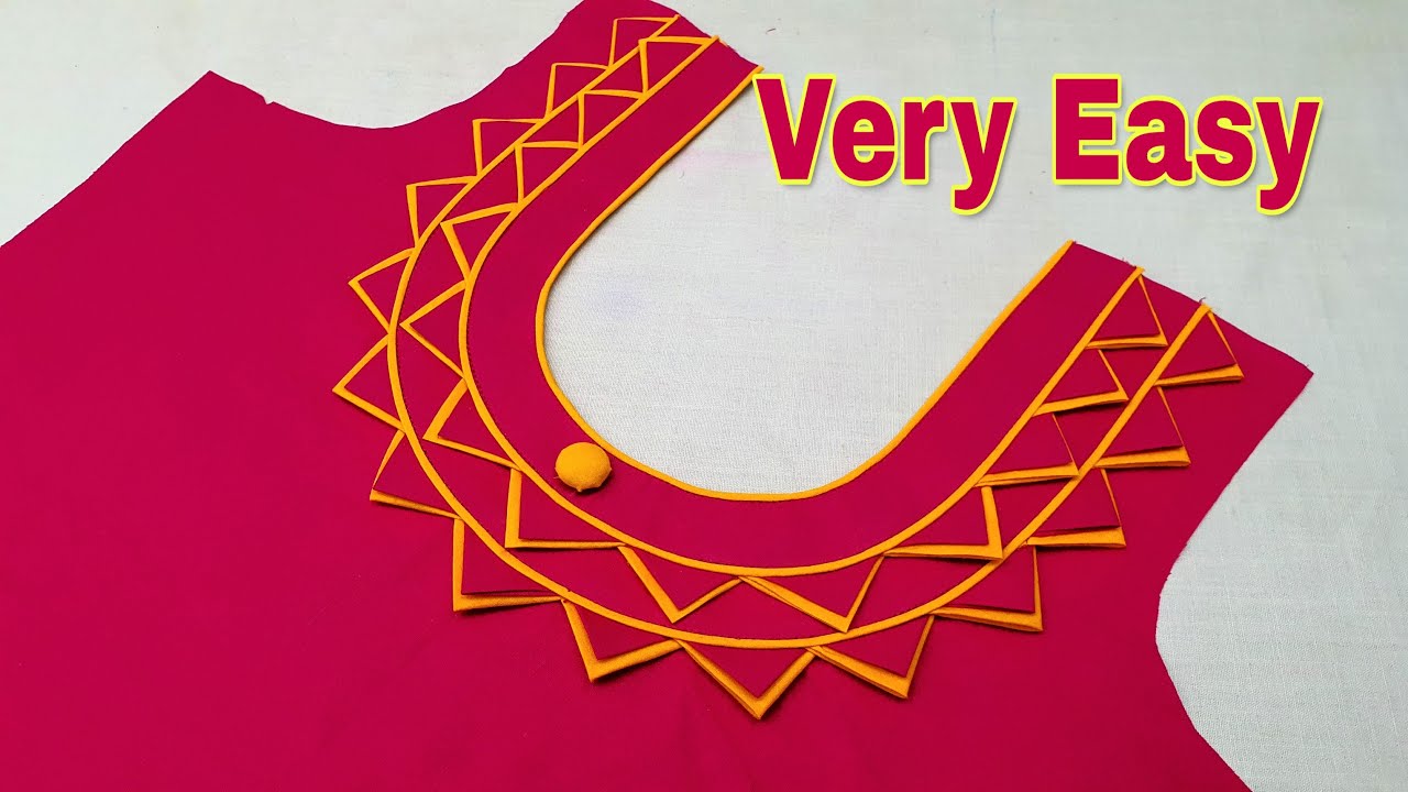 Very easy piping Round neck design Cutting and Stitching - YouTube