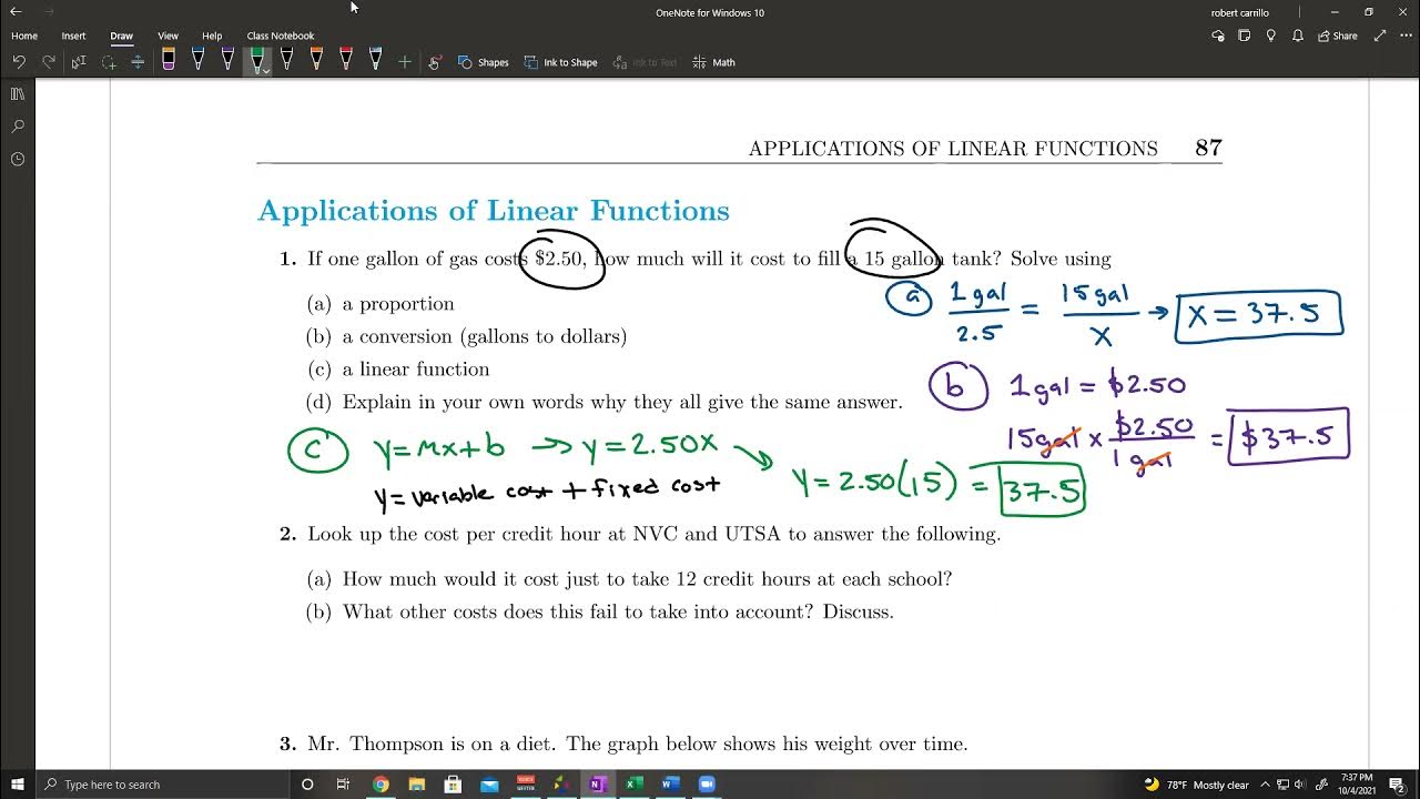 Section 10 - Applications of Linear Functions part 1 - YouTube