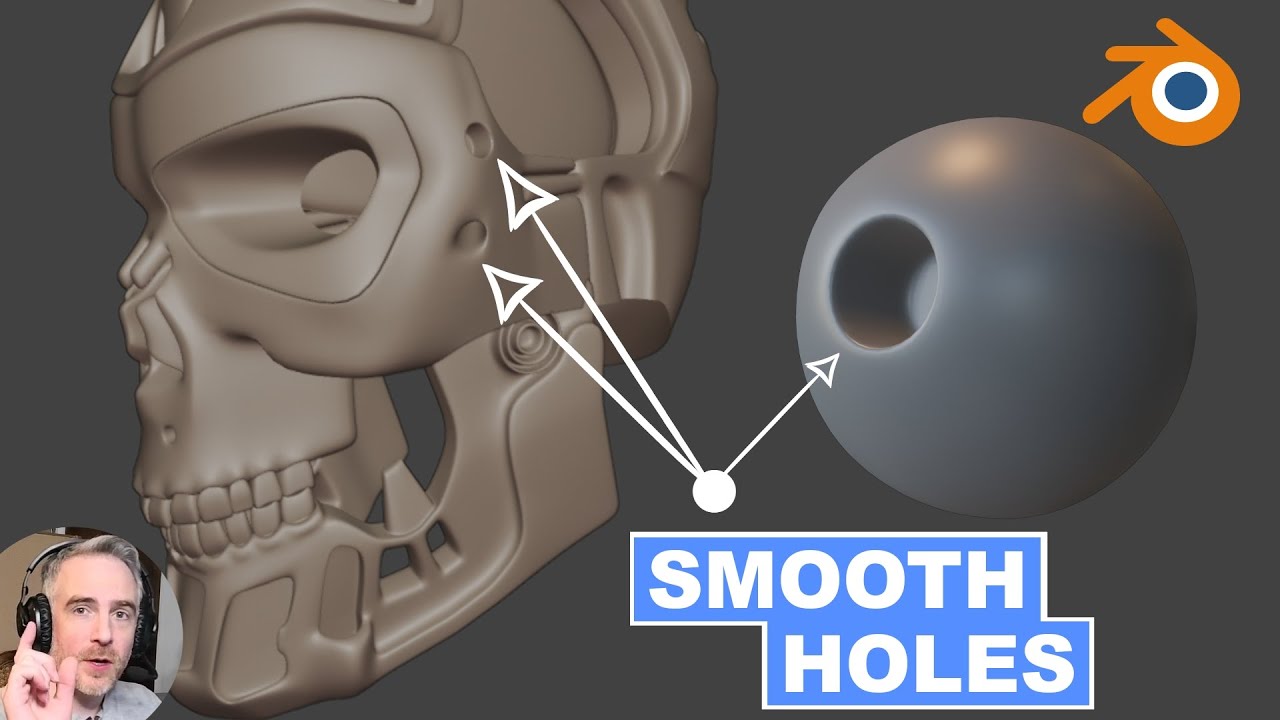 Add SMOOTH round HOLES in a Complex Model | Blender Terminator Skull ...