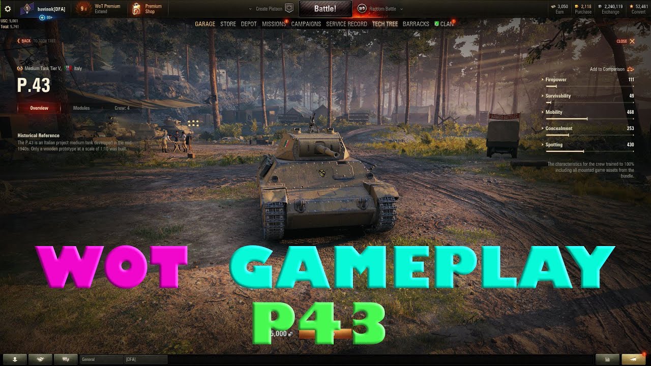 World of tanks game play - 01 - Italy medium tank P43 tier 5 - YouTube