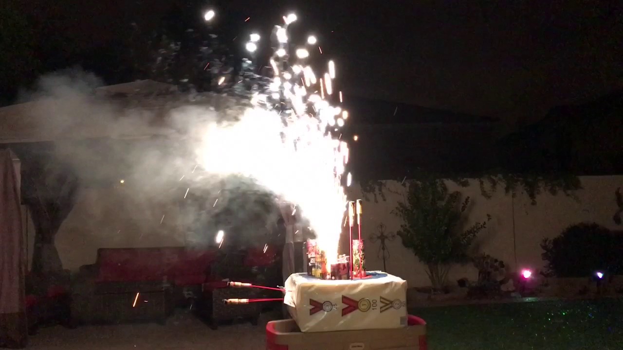 Backyard firework show - the neighbors hate us - YouTube