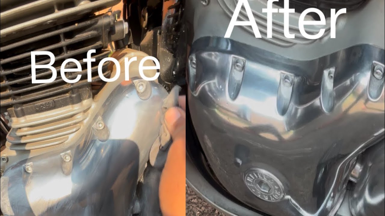 How to polish a Royal Enfield engine at home | Metal polish - YouTube