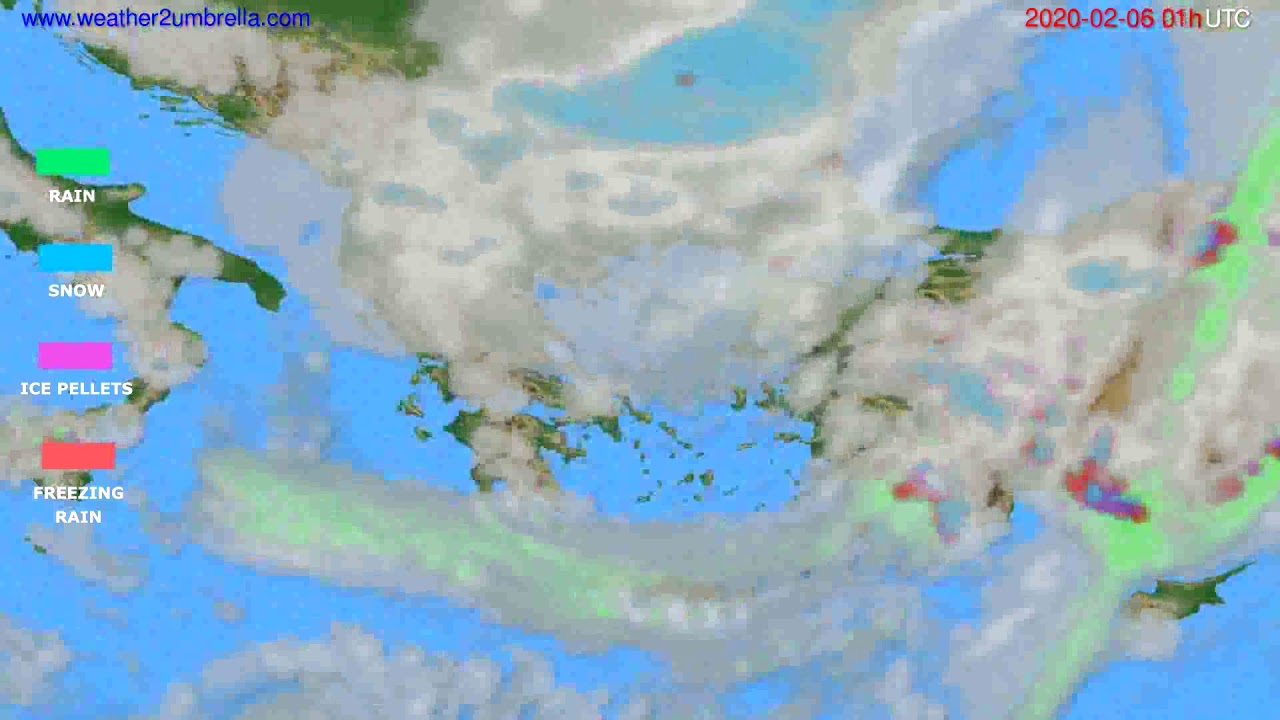 Precipitation forecast Greece // modelrun: 12h UTC 2020-02-04 - YouTube