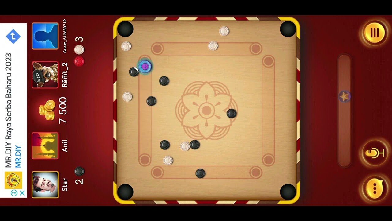 Carrom 4 players game | Carrom pool 2 vs 2 Player game play | carrom ...