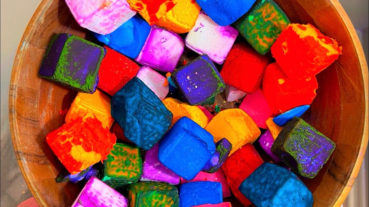 Dyed Chalk Cubes ASMR | 1K CELEBRATION | Chalk Crushing | Sleep Aid # ...