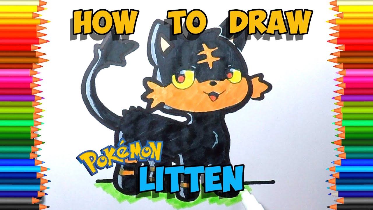 How to Draw litten | Pokemon Drawings | Menggambar dan Mewarnai - YouTube