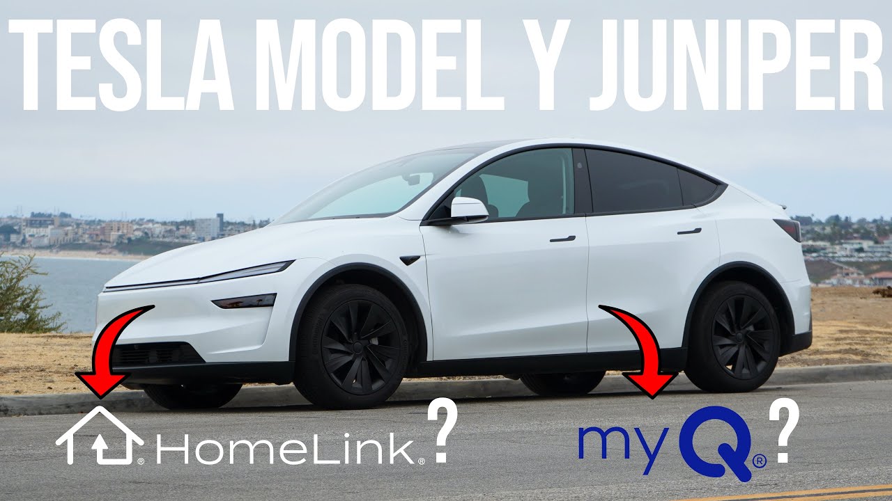 Tesla Model Y Juniper: Homelink vs. MyQ - YouTube