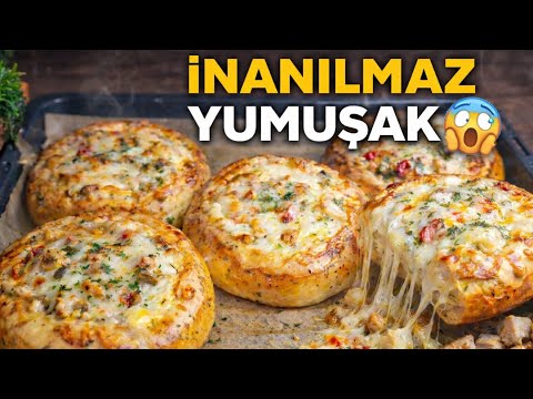 Fırından Çıkar Çıkmaz Bitti! 😍 İnanılmaz Yumuşak Kaşarlı tavuklu Pizza Poğaça Tarifi