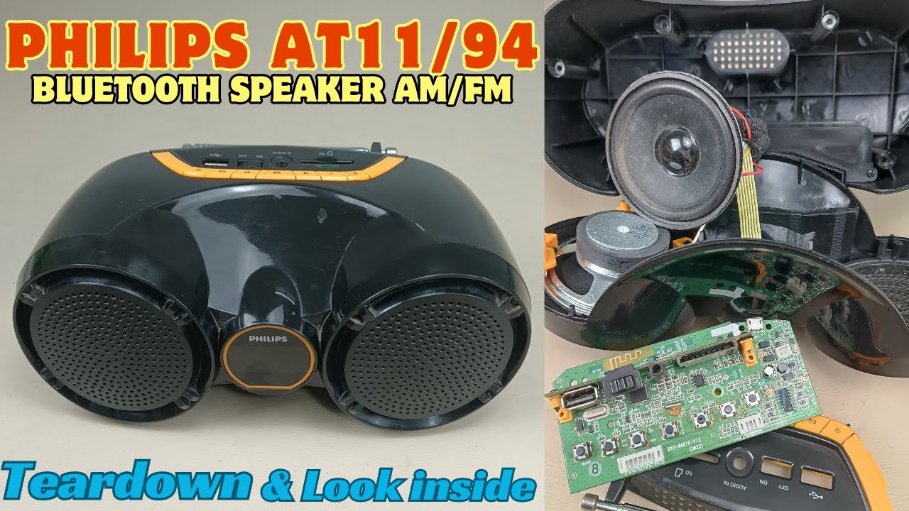 Philips FM/AM Bluetooth speaker disassembly and looking inside - YouTube