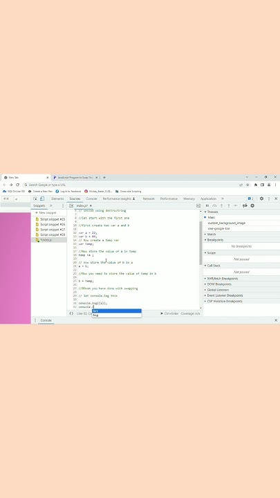 Javascript Program To Swap Two Variables Using A Third Variable And New Es6 Feature