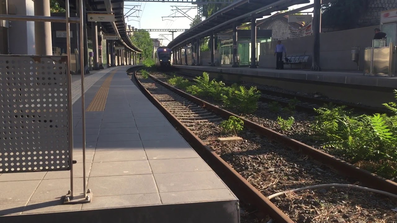 PROASTIAKOS| Suburban Railway train arriving at LEFKA station - YouTube