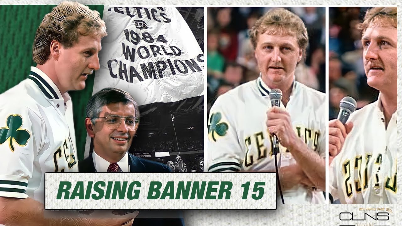 Larry Bird Celtics Raise 1984 NBA Championship Banner ☘️ - YouTube