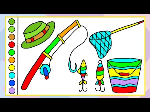 Let's Draw Fishing Equipment, Draw Fishing Equipment step by step - YouTube