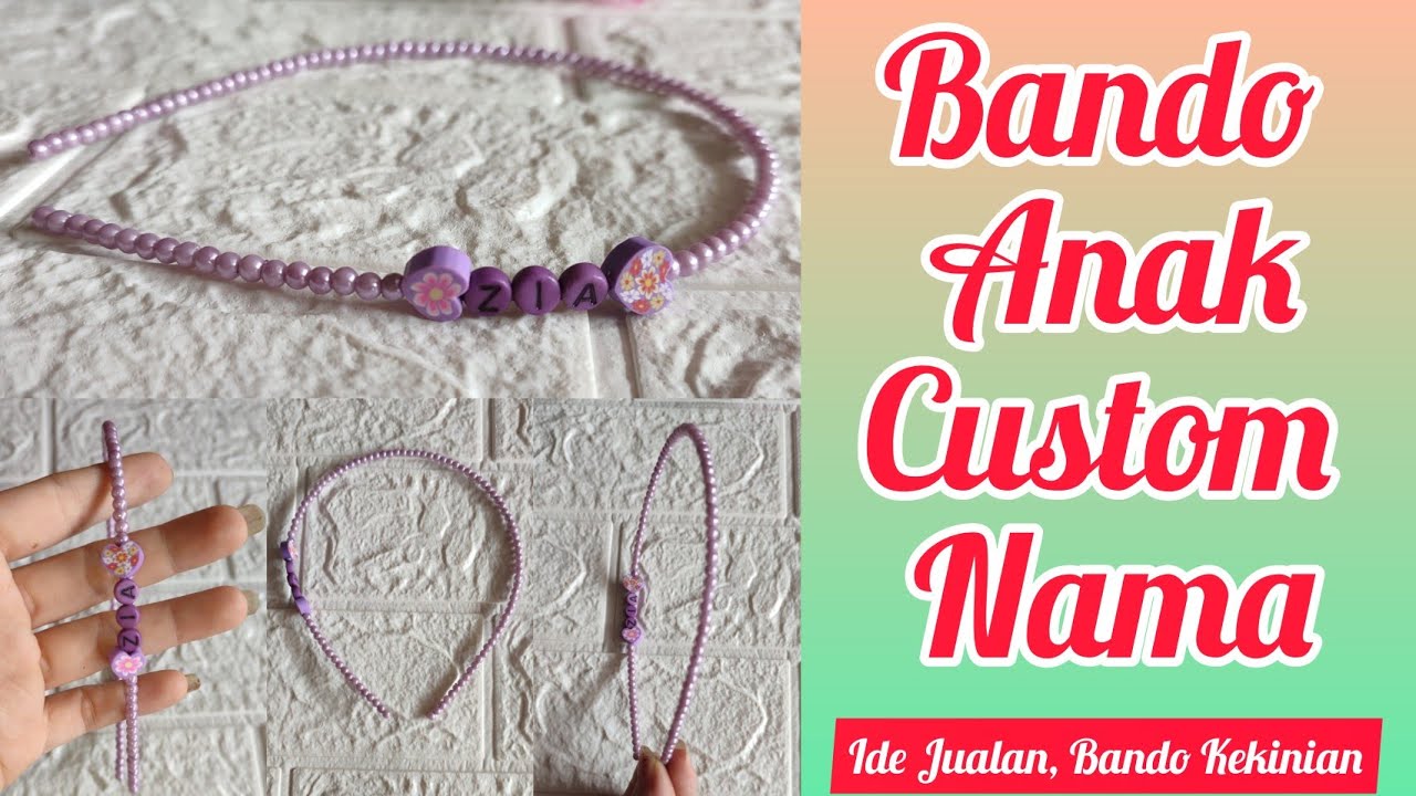 pearl beaded headband | cara membuat bando nama | bando anak custom ...